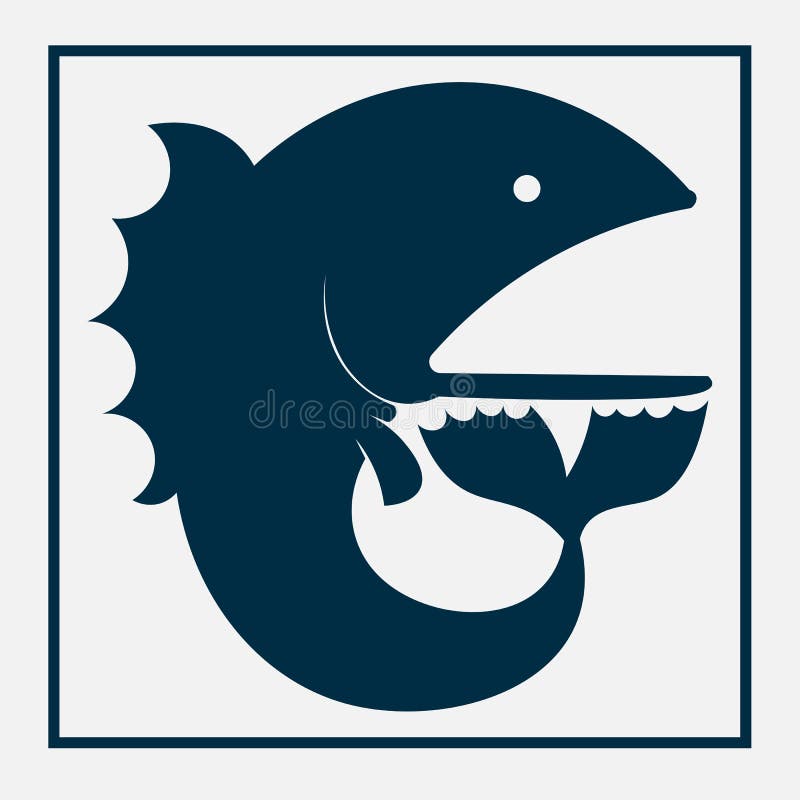 Fish Logo with Fins and Open Mouth Stock Vector - Illustration of icon ...