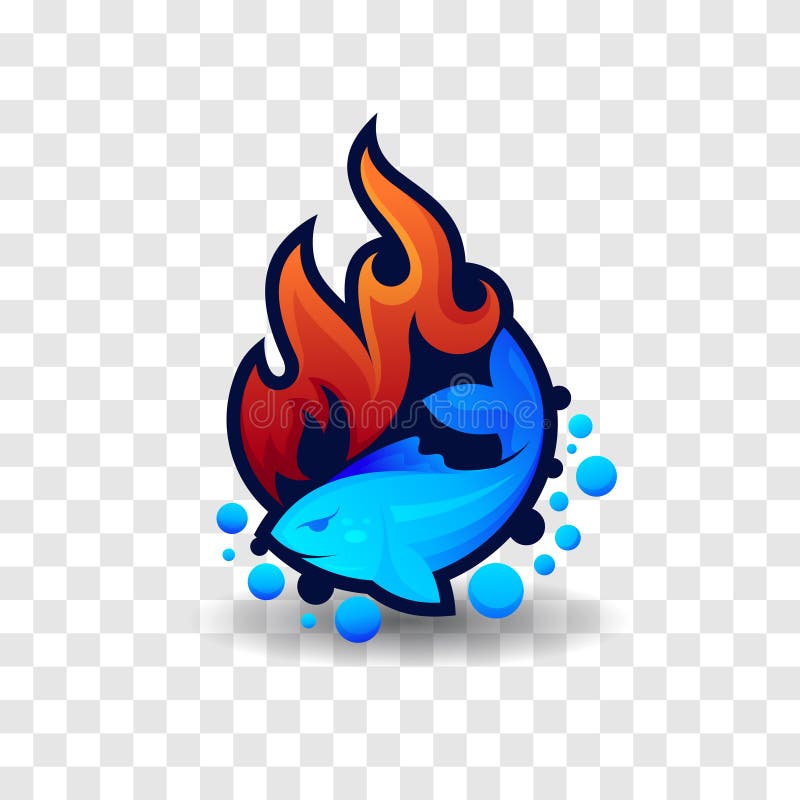 Fish Logo and Fire Design Combination, 3d Logos Stock Vector ...