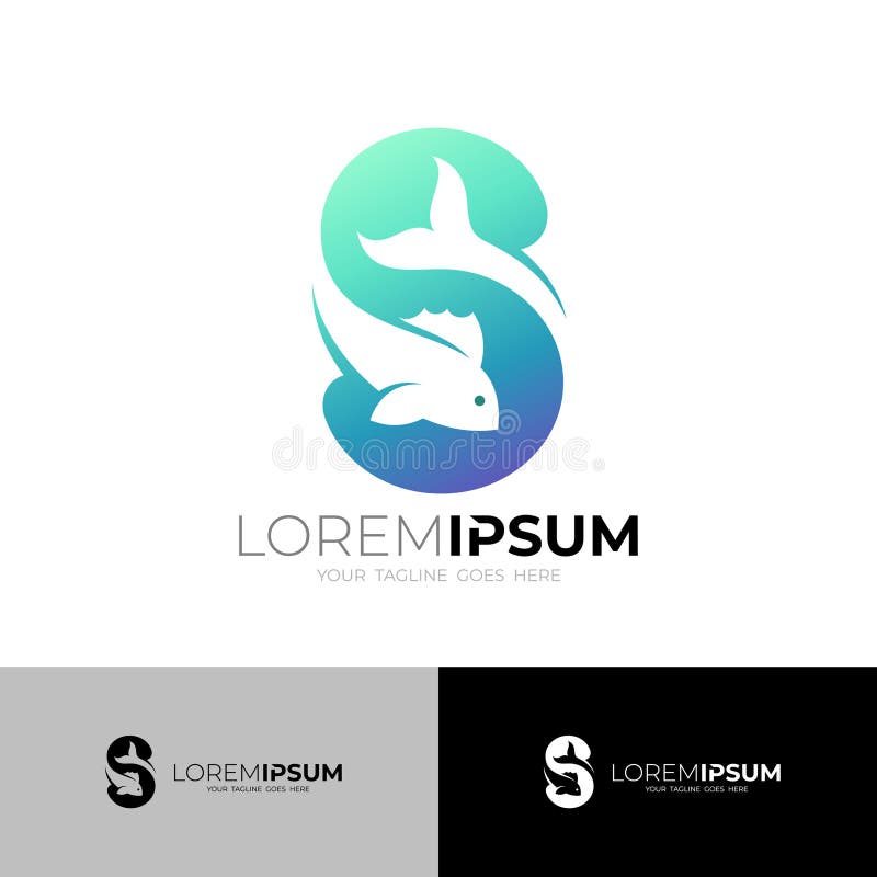 Fish Logo and Letter S Design Combination, Blue Color Stock Vector ...