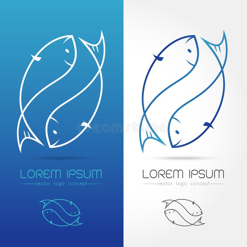 2 Fish, Twin Fish Yin Yang Concept. Contour for Tattoo, Logo, Emblem ...