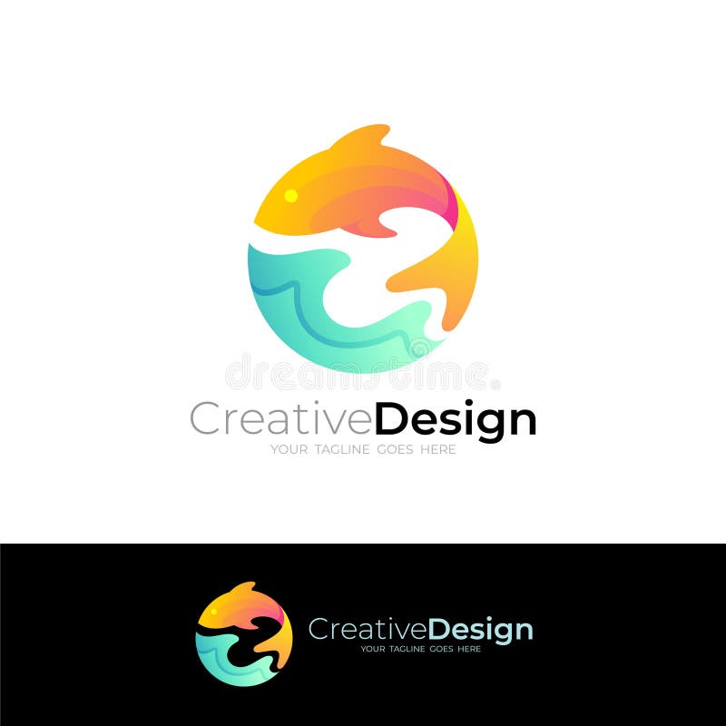 Fish Logo and Water Wave Design Combination, Sea Icon Stock Vector ...