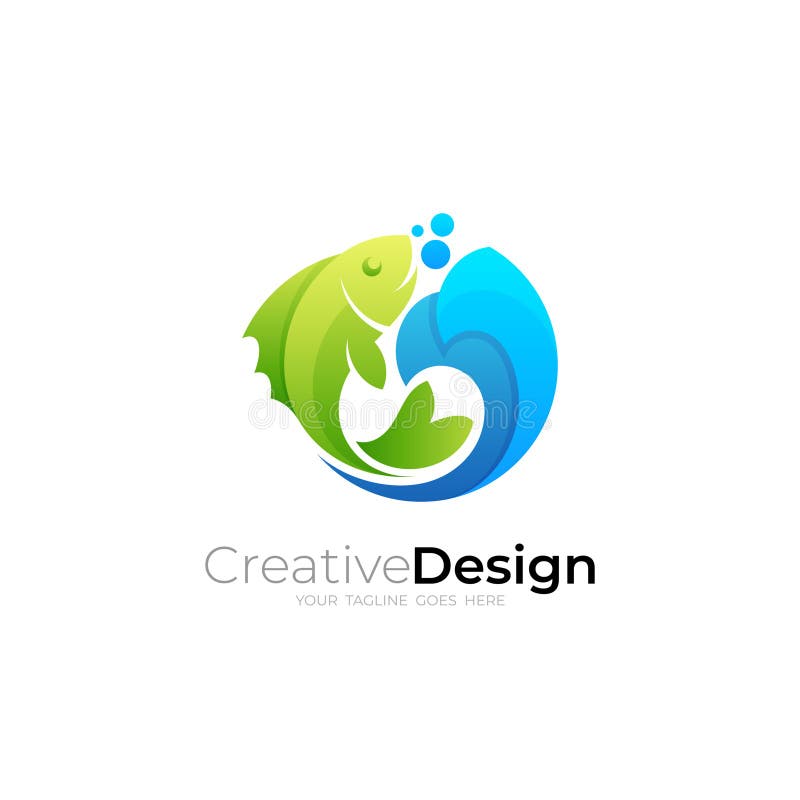 Fish Logo and Wave Design Vector Stock Vector - Illustration of fishing ...
