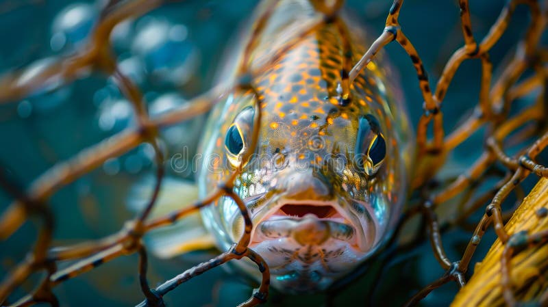 A Fish is Looking through a Net Stock Photo - Image of closeup, looking ...