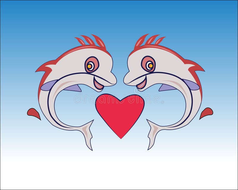 Fish in love vector stock illustration. Illustration of heart - 101982432