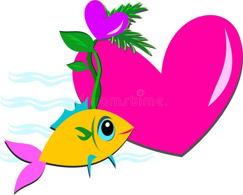 Fish with a Loving Heart stock vector. Illustration of romance - 31946859