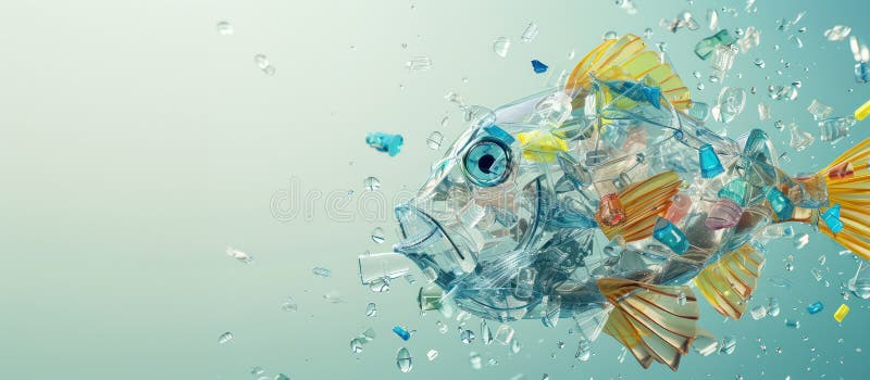 Fish Made of Plastic Trash. Ocean Pollution of Waste, Protection ...