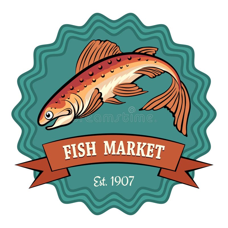 Fish Market Logo Template Design Stock Vector - Illustration of leisure ...