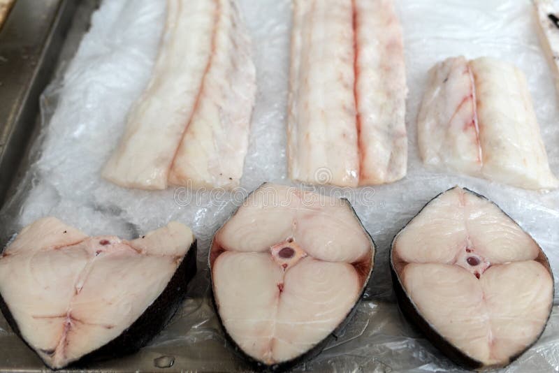 Fish on Market, Black Scabbard Espada in Fish Market. Stock Image ...