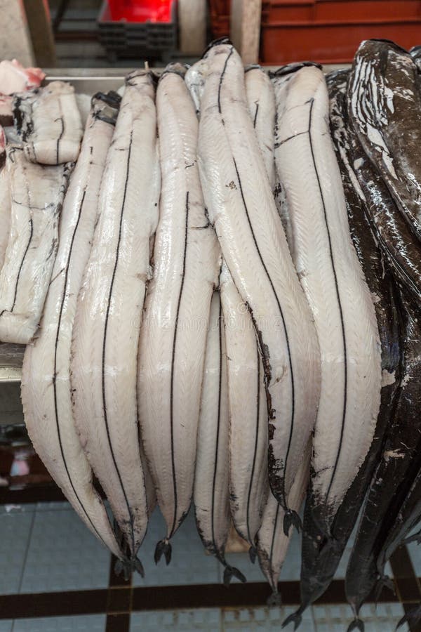 Fish on Market, Black Scabbard Espada in Fish Market Stock Image ...