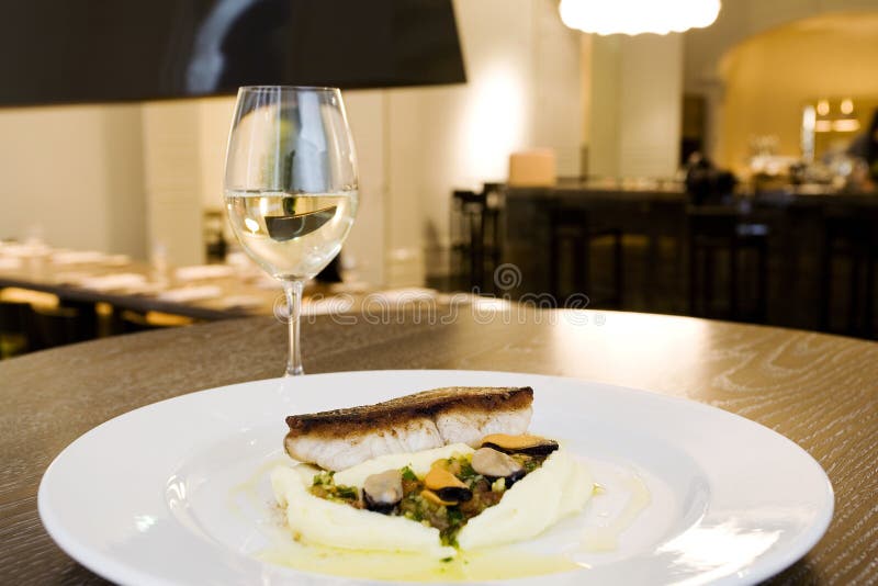 Fish Meal at Fancy Restaurant Stock Image - Image of mashed, classy ...