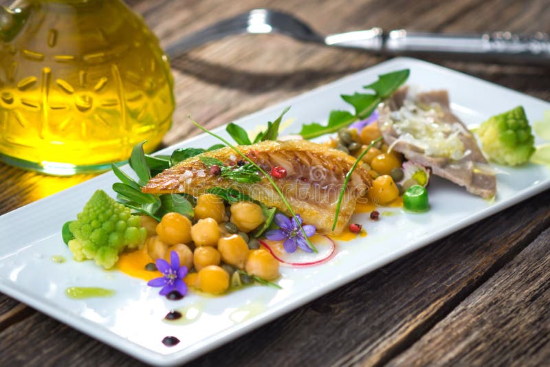 Fish meal stock image. Image of dish, rosemary, crockery - 69507151