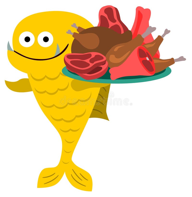 Fish and meat stock illustration. Illustration of dinner - 27243624