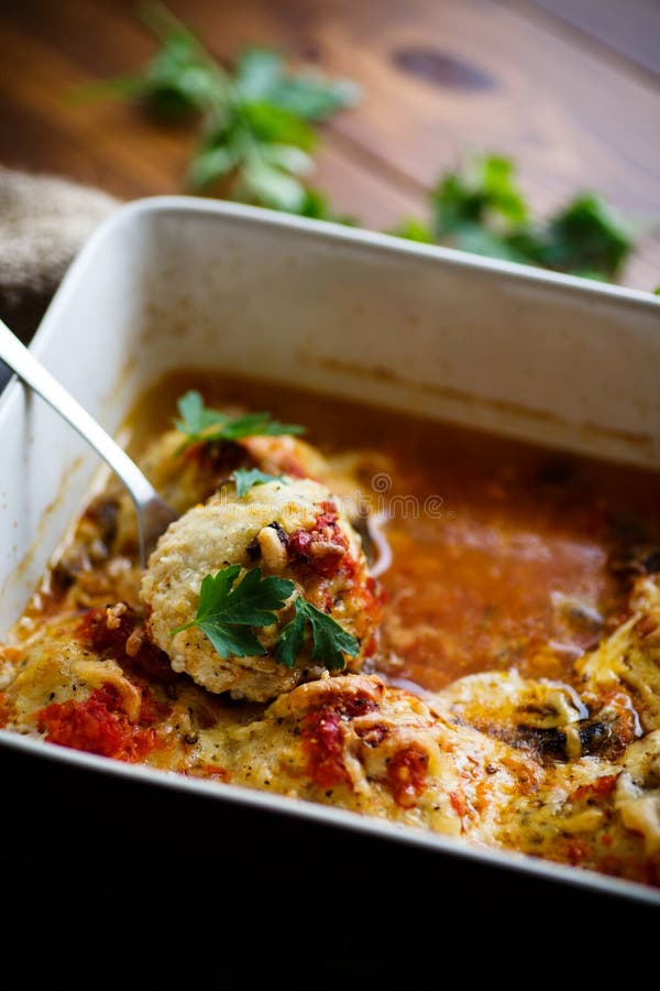 Fish Meatballs Baked in Sauce Stock Image - Image of cooked, boiled ...