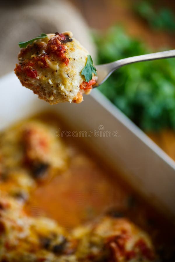 Fish Meatballs Baked in Sauce Stock Photo - Image of breakfast ...