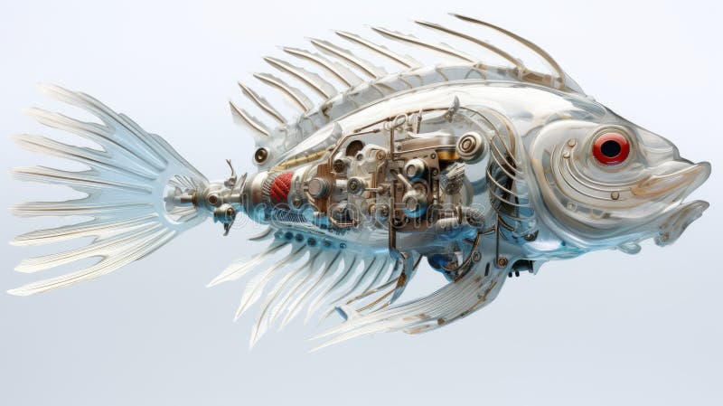 Fish Mechanical Artwork with Precise Nautical Detail and Machine Age ...