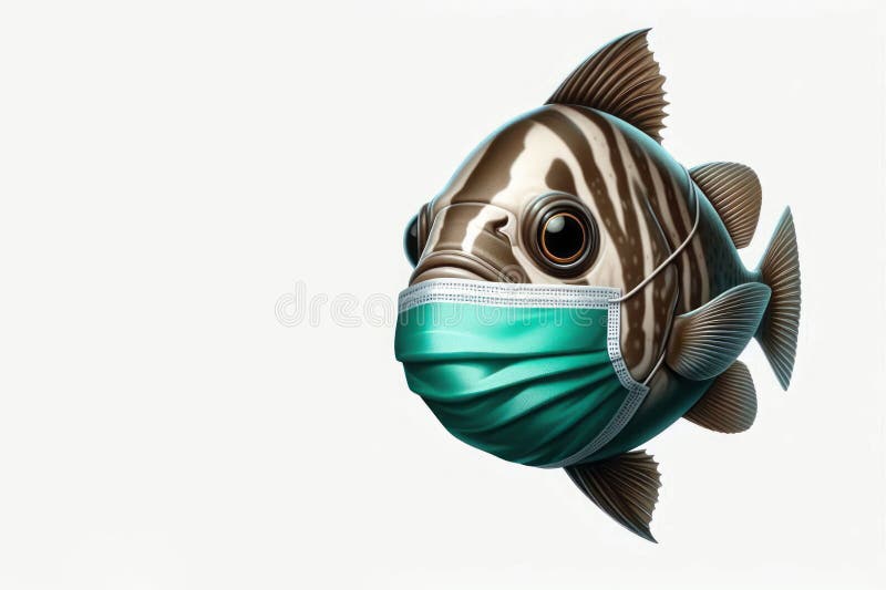 Fish in a Medical Mask. Space for Text. Stock Photo - Image of ...