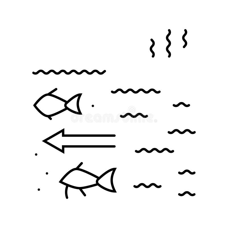 Fish Migration Disruption Pollution Line Icon Vector Illustration Stock ...