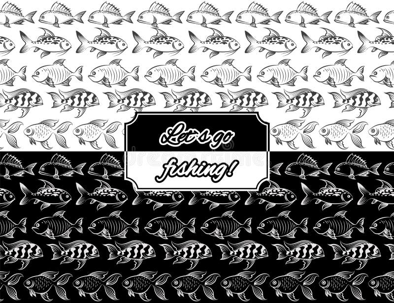 Fish Monochromic Seamless Borders Stock Vector - Illustration of baby ...