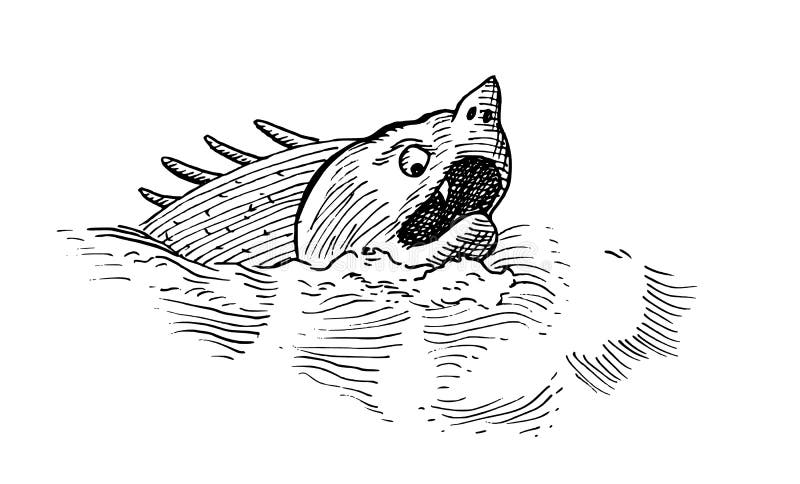 Fish monster isolated stock vector. Illustration of outline - 81619546