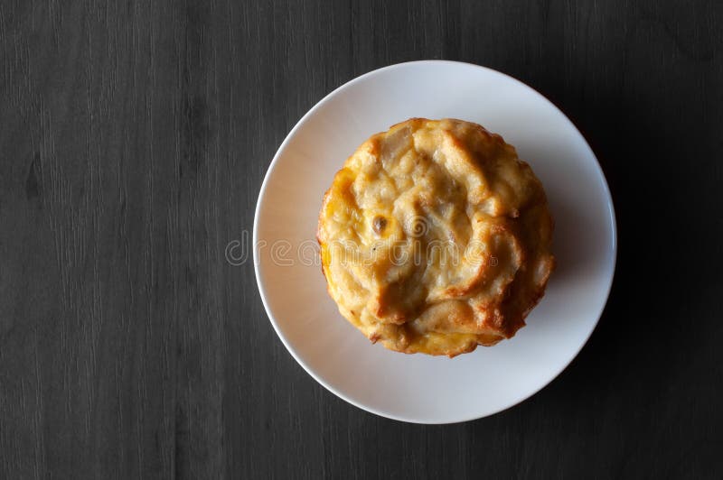 Fish Muffin on Plate. View from Above Stock Image - Image of kitchen ...