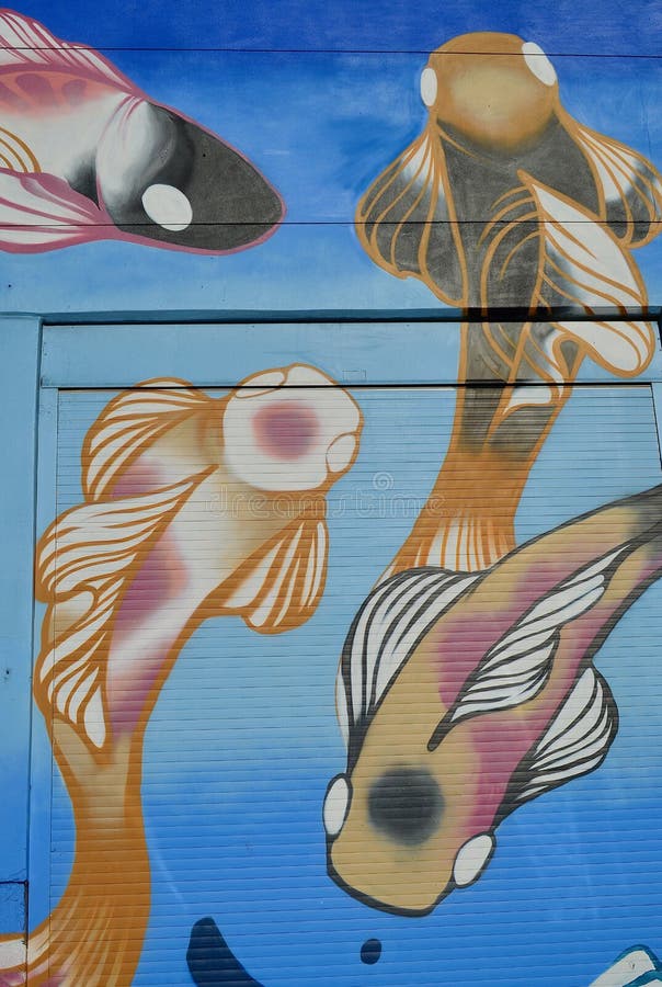A Fish Mural on a City Wall Editorial Stock Image - Image of graphics ...