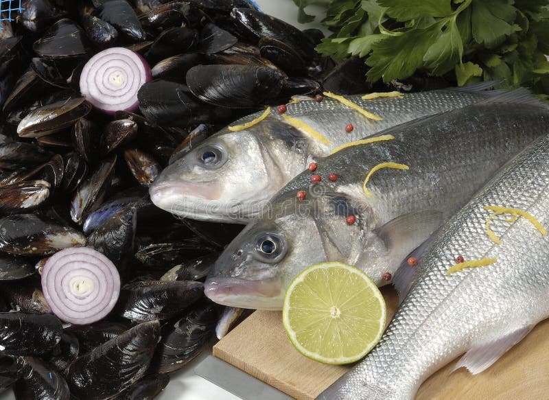 Fish and Mussels stock image. Image of protein, dinner - 2279851