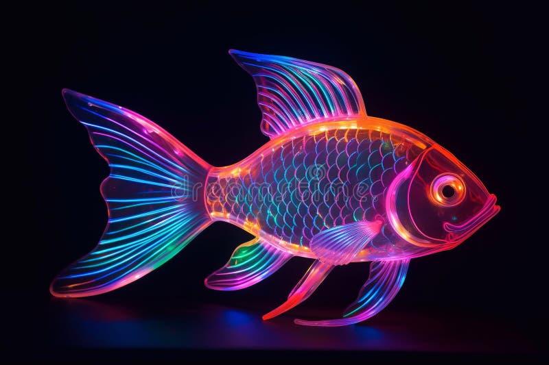 Fish with neon effect. stock illustration. Illustration of design ...
