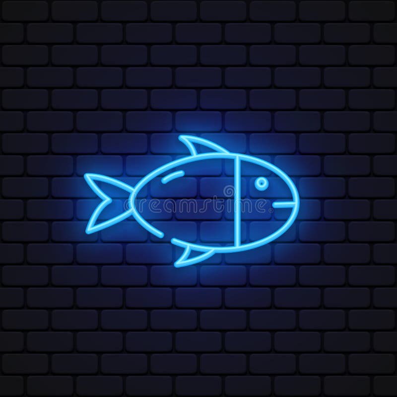 Fish Neon Icon on Light Background. Stock Vector - Illustration of cute ...