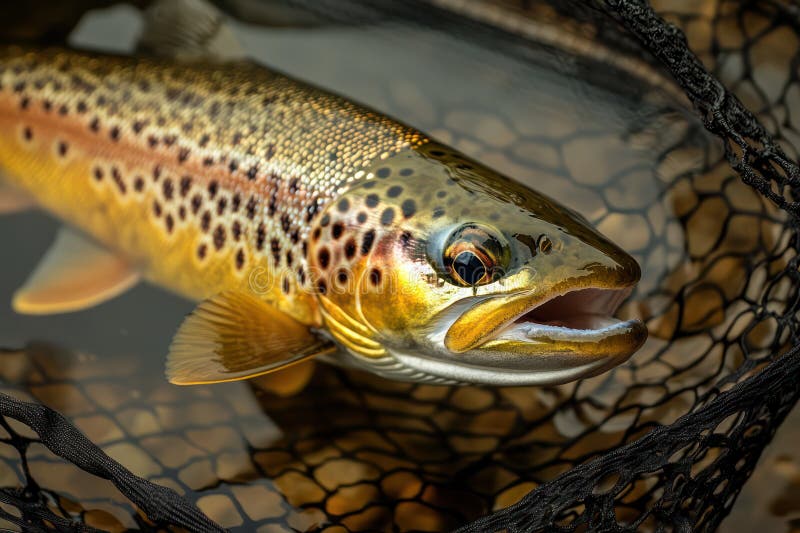 Fish in the Net Close-up. Prohibited Fishing Stock Photo - Image of ...