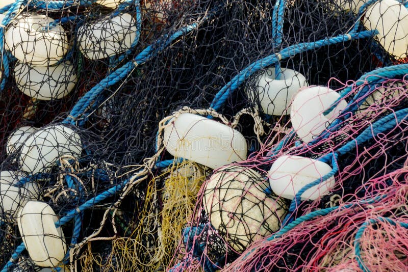 Fish Net on the Fisher Boat Close Up View Stock Image - Image of game ...