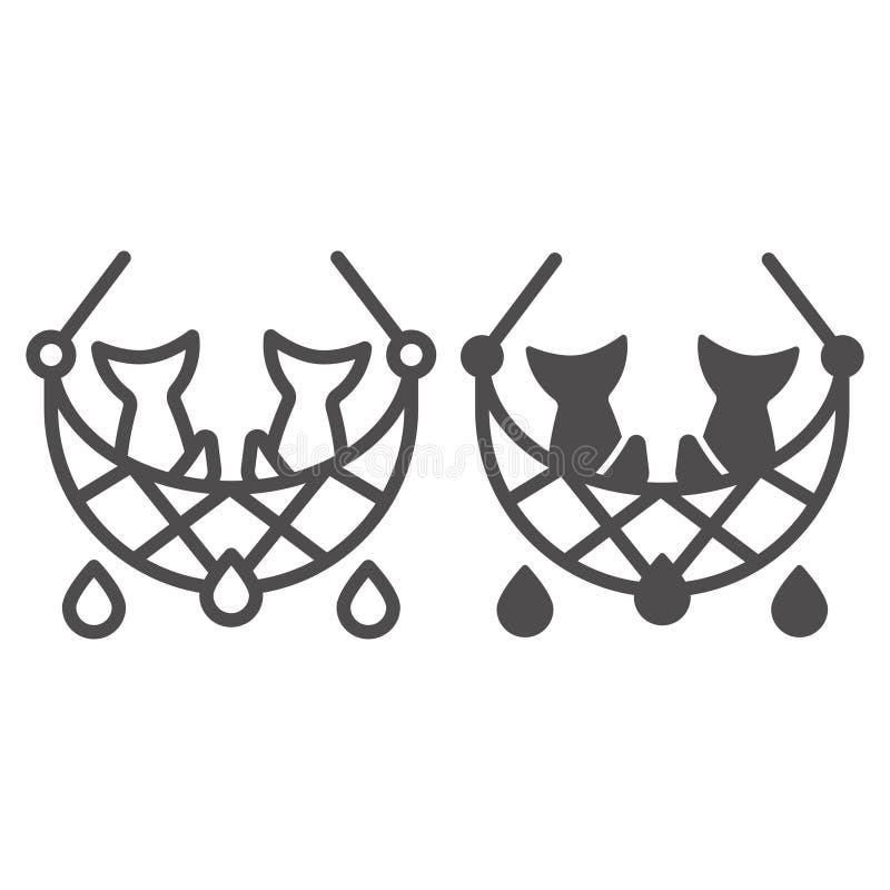 Fish in Net Line and Solid Icon, Catching Fish Concept. Vector Graphics ...