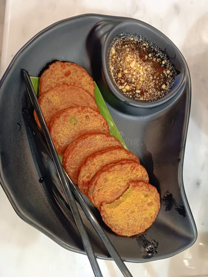 Fish Nuggets with Sauce in a Leaf-shaped Plate. Restaurant Food Stock ...