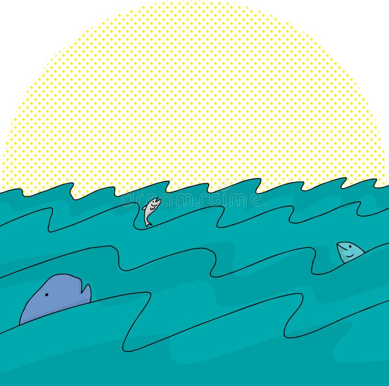 Fish in Ocean Waves stock vector. Illustration of ocean - 46776590