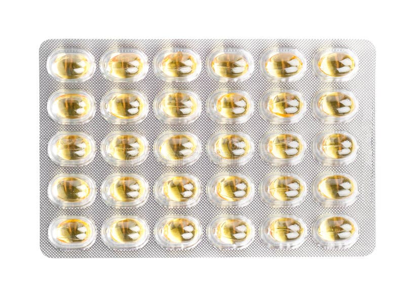 Fish Oil Capsules in Blister Pack Stock Photo - Image of isolated, food ...