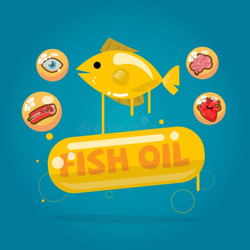 Fish Oil Capsules. Cod Liver Oil with Benefit - Vector Illustration ...