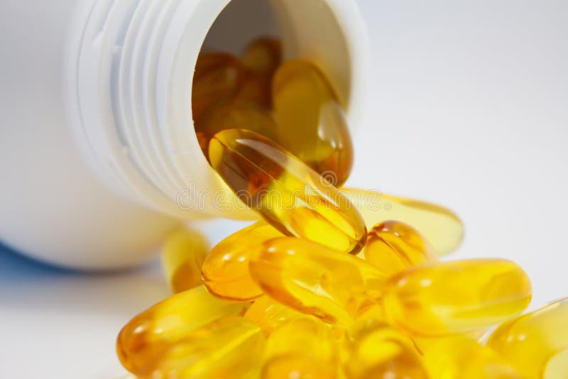 Fish Oil Capsules and Container Stock Photo - Image of soft, healthy ...