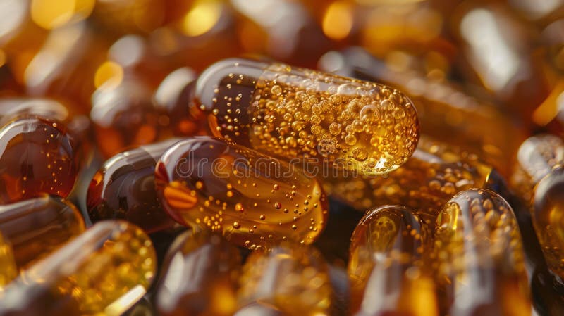 Fish Oil Capsules (omega-3) Macro Image Stock Photo - Image of tablet ...