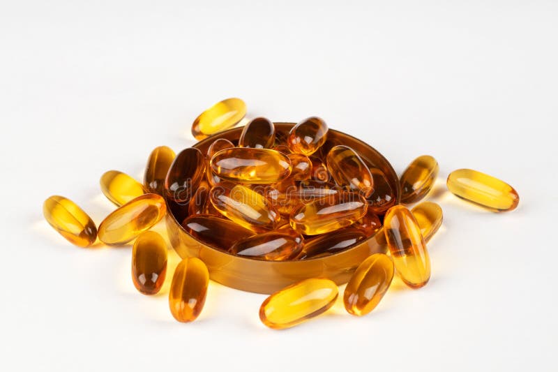 Fish Oil Omega 3 Gel Capsules on a Light Background. Stock Photo ...