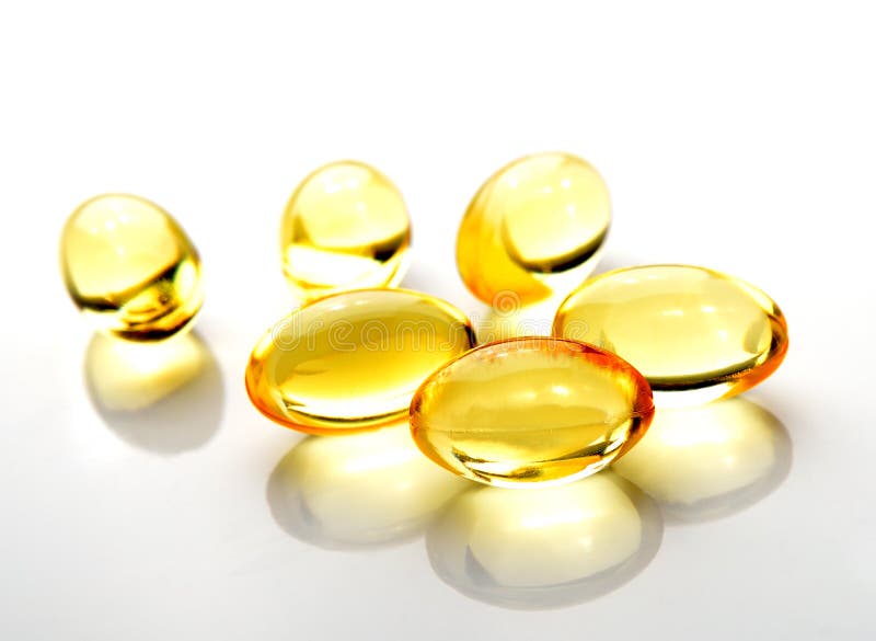 Fish Oil Pill on White Background Stock Image - Image of yellow ...