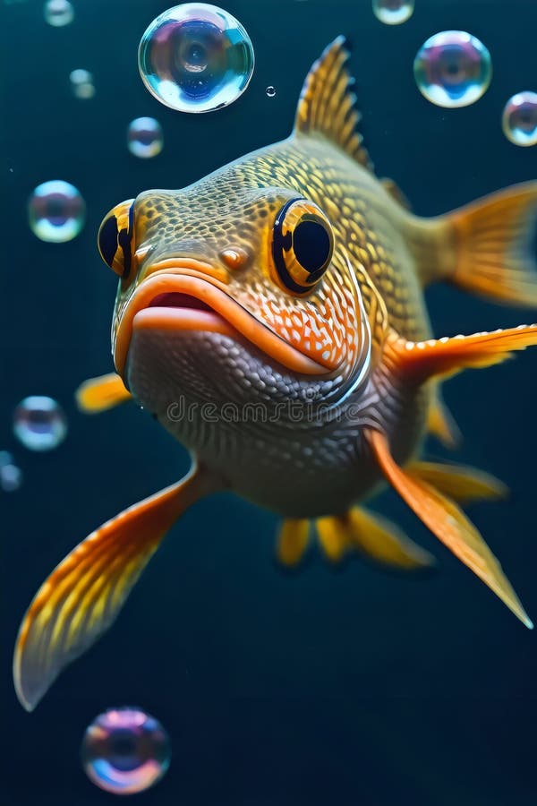 Fish with a Orange Stripe is in an Aquarium Stock Illustration ...