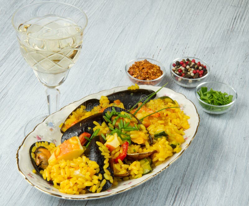 Fish paella stock image. Image of recipe, fish, restaurant - 19120701