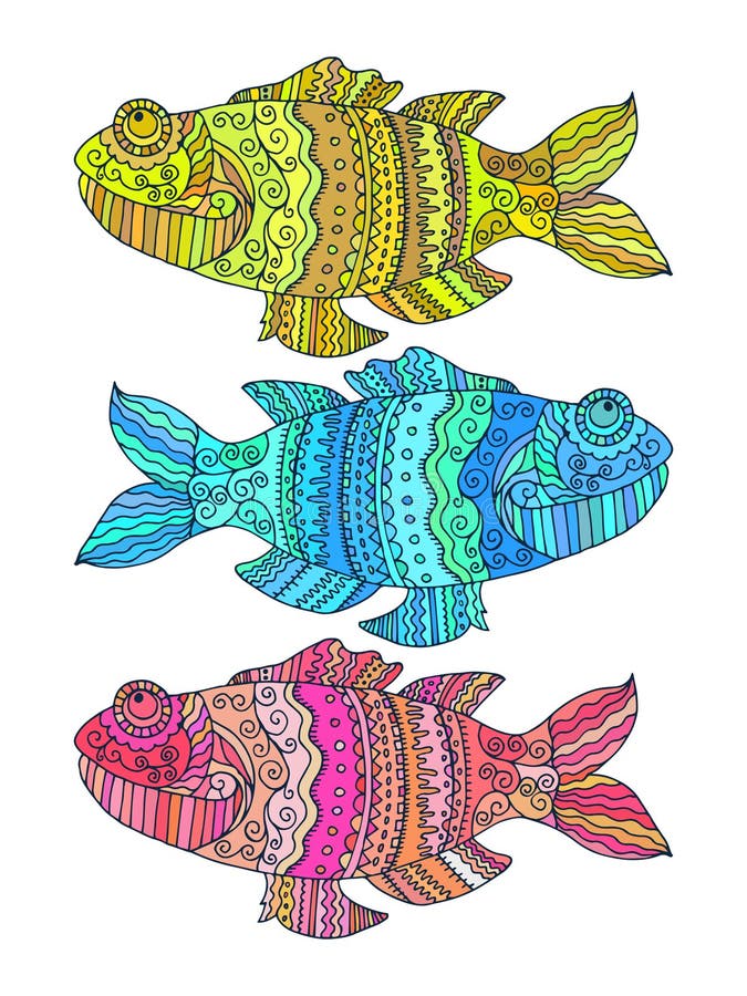Fish painted by hand. stock vector. Illustration of drip - 75504714