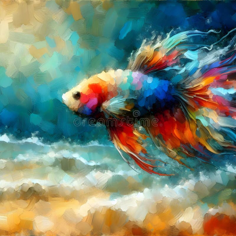 A Fish Painting Style Image. Stock Illustration - Illustration of ...