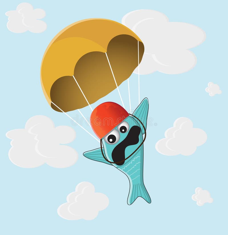 Fish with a parachute stock vector. Illustration of animal - 37441196