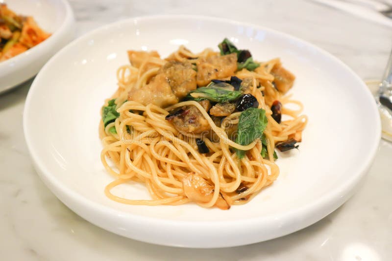 Fish Pasta or Fish Spaghetti ,pasta or Spicy Pasta Stock Image - Image ...