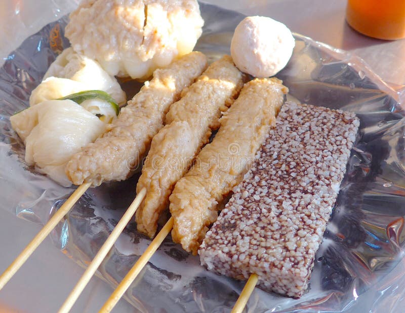 Fish Paste Bar, and Black Pudding Closeup at the Market Stock Image ...