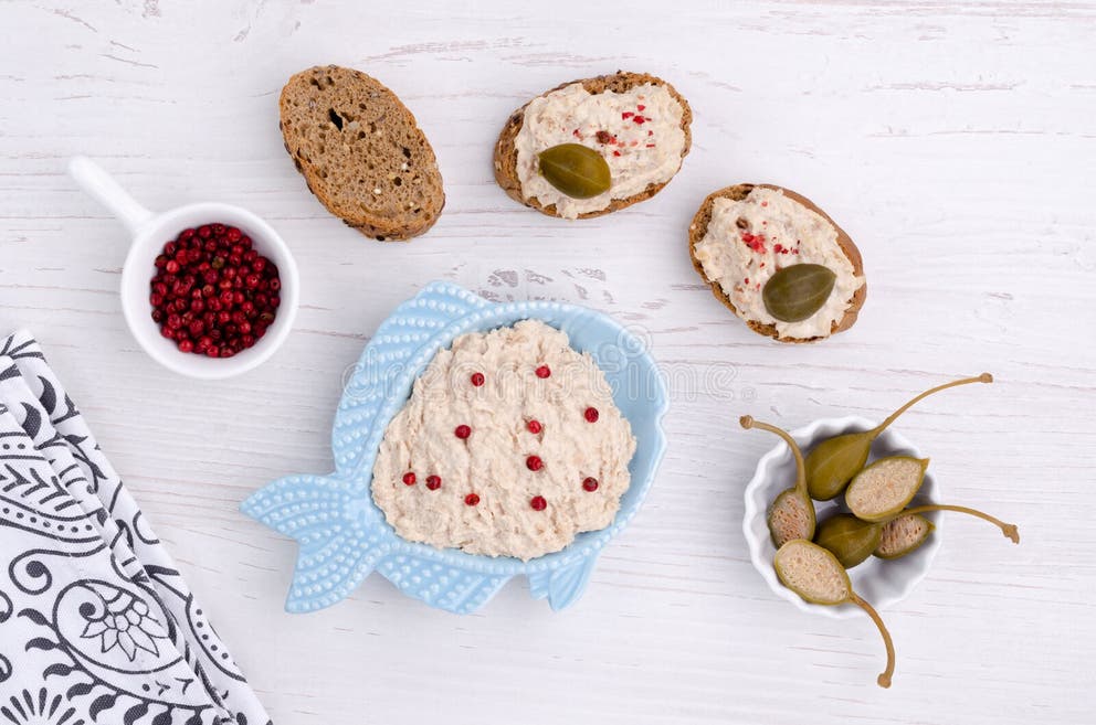 Fish pate with capers stock photo. Image of homemade - 257557998