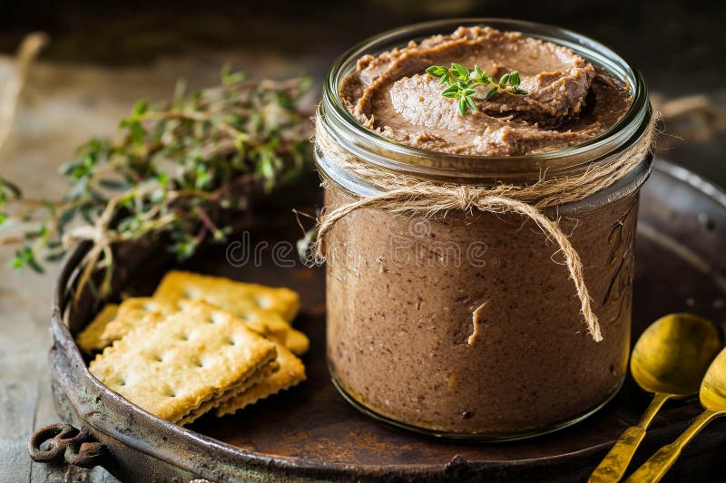 Fish pate in a jar stock illustration. Illustration of herb - 363417176