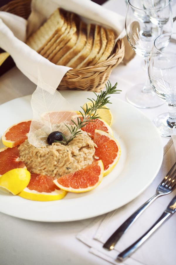Fish Pate with Red Grapefruit Stock Photo - Image of appetizer, crisp ...