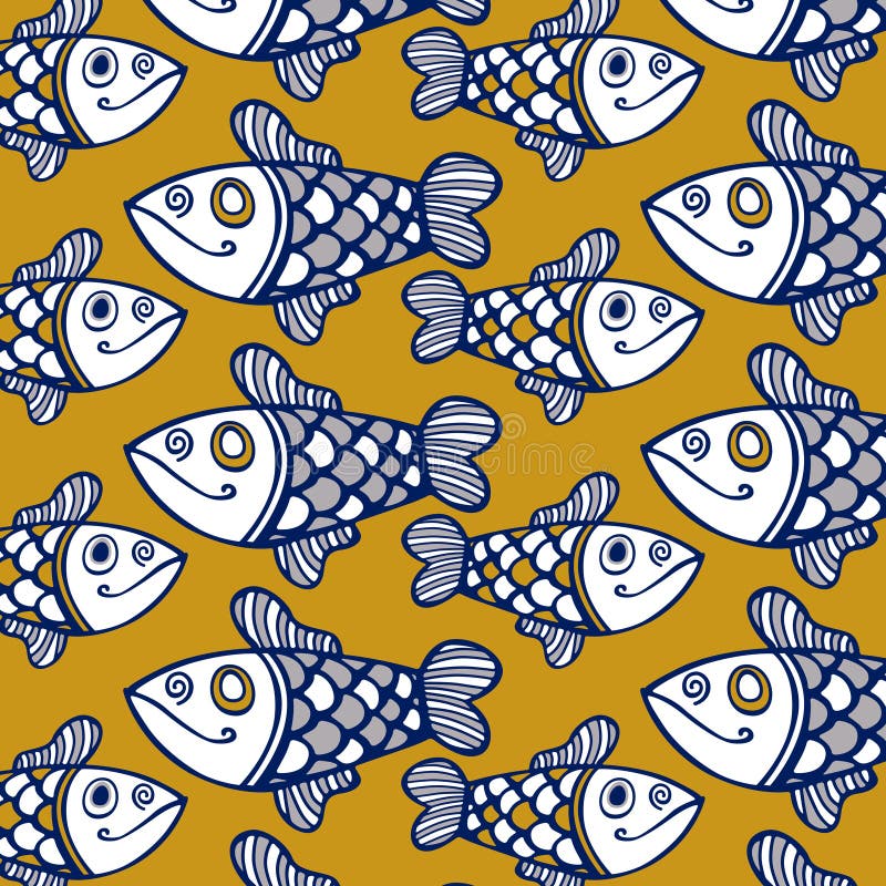 Seamless Water Fish Pattern Stock Vector - Illustration of backdrop ...